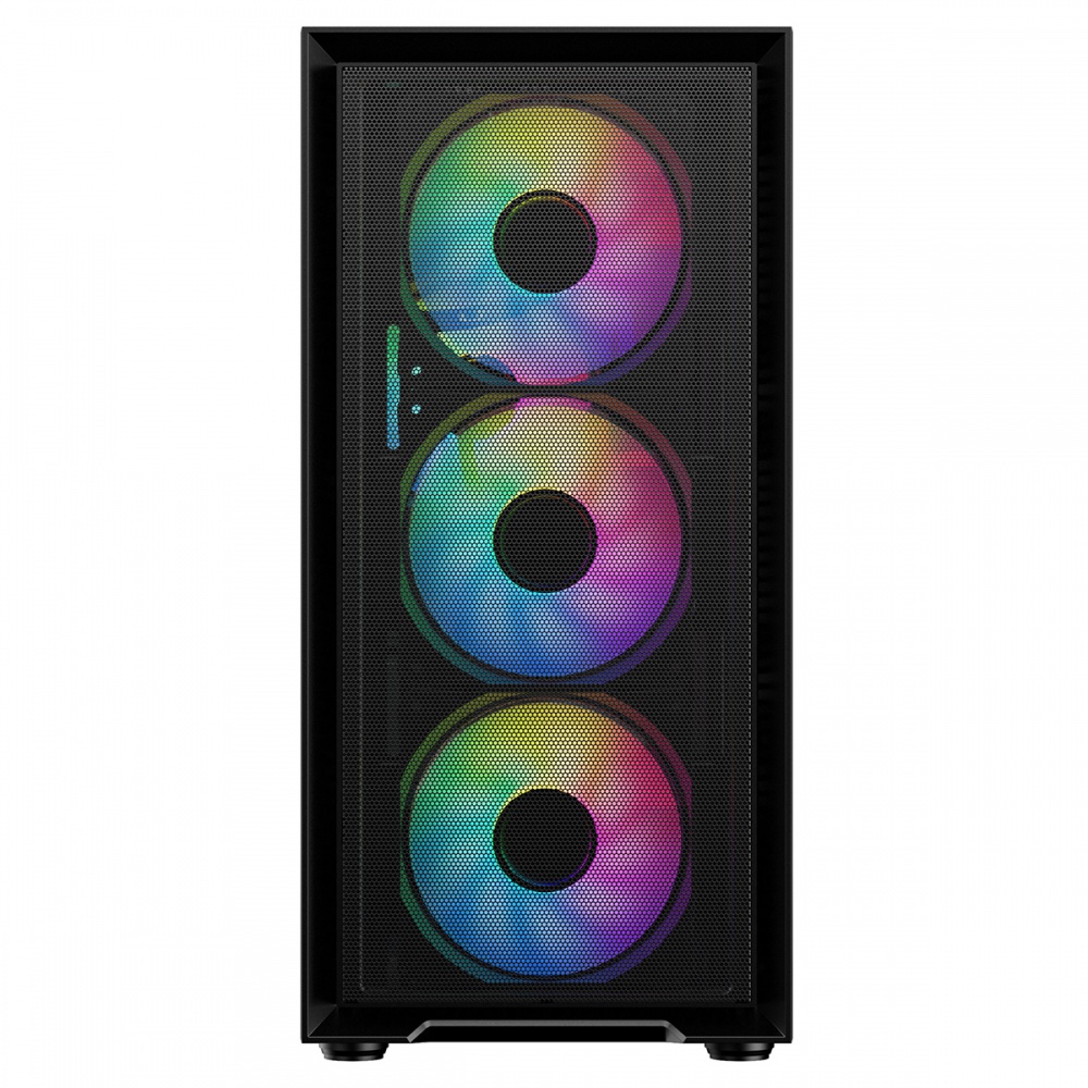 CIT Luna Mesh Black Micro ATX Gaming PC Case Glass Side 4x 120mm ARGB ...